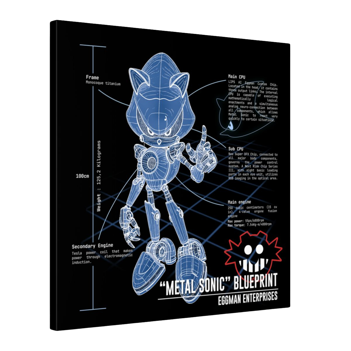Metal Sonic Blueprint (Canvas) – chaoscontrol.shop